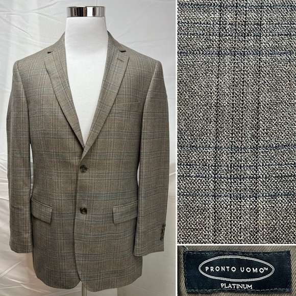 Pronto Uomo | Suits & Blazers | Pronto Uomo Platinum Mens 4l Taupe Blue ...